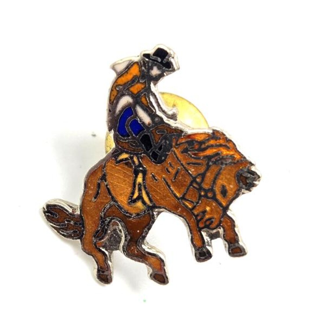 80's Saddle Bronc Rider Lapel Pin Rodeo Cowboy Sport Souvenir Pinback ...