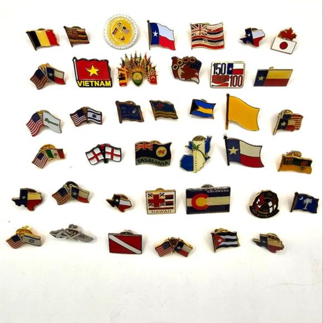 Lot of 38 Flag Lapel Pins Multiple Countries International USA Flags ...