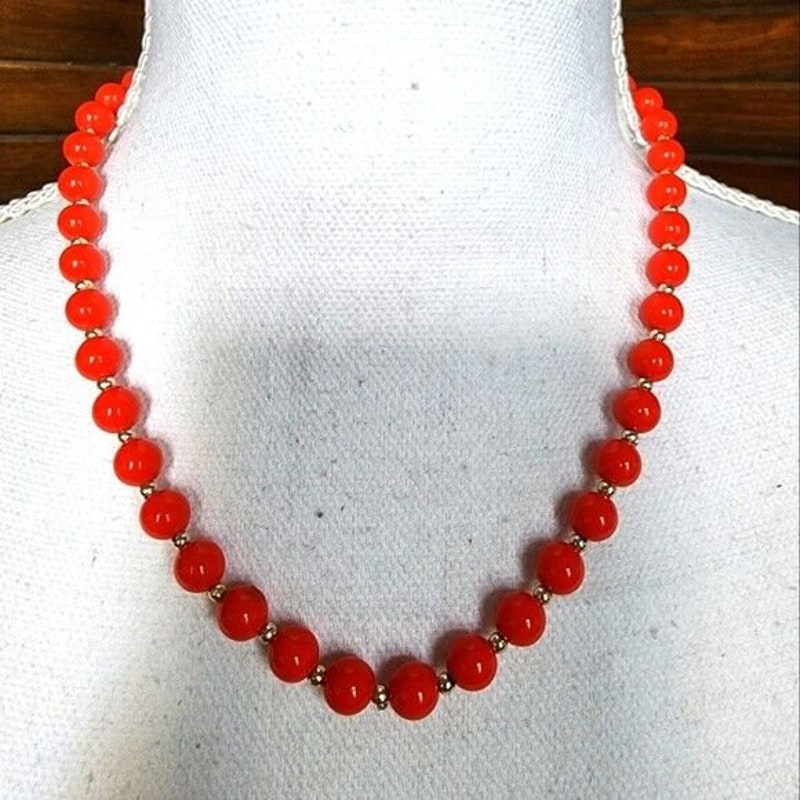 Red Bead Necklace - Etsy