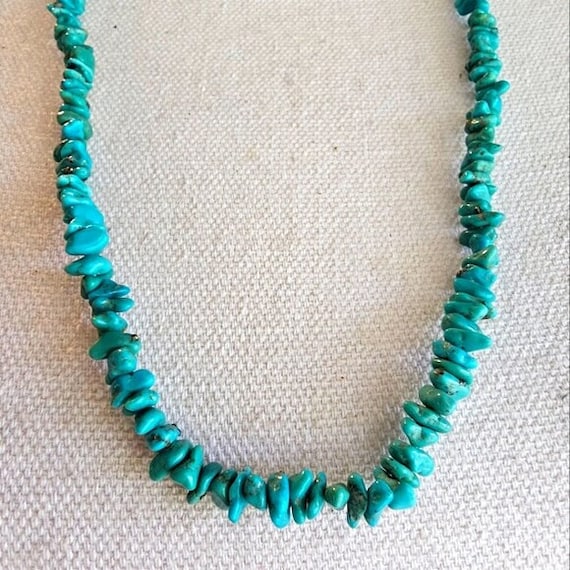 Genuine Turquoise Necklace Single Strand Southwest We… - Gem