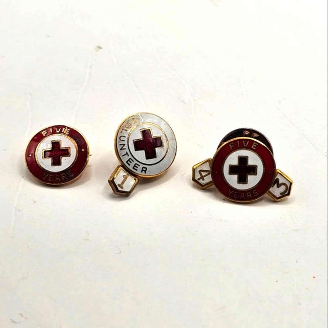 Lot of 3 Red Cross Volunteer Lapel Pin Years of Service Souvenir Brooch ...