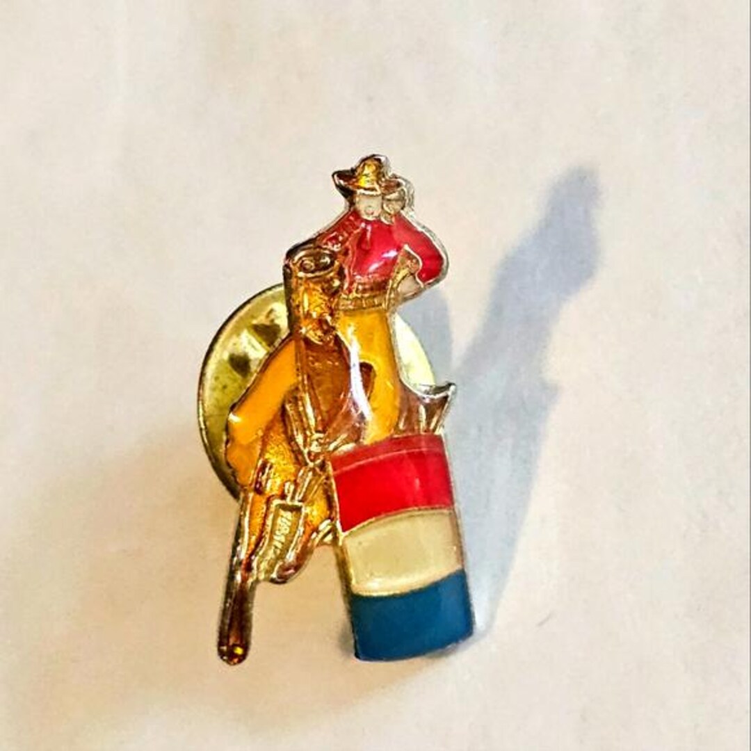 80's Cowgirl Barrel Racer Lapel Pin Rodeo Souvenir Western Pinback ...
