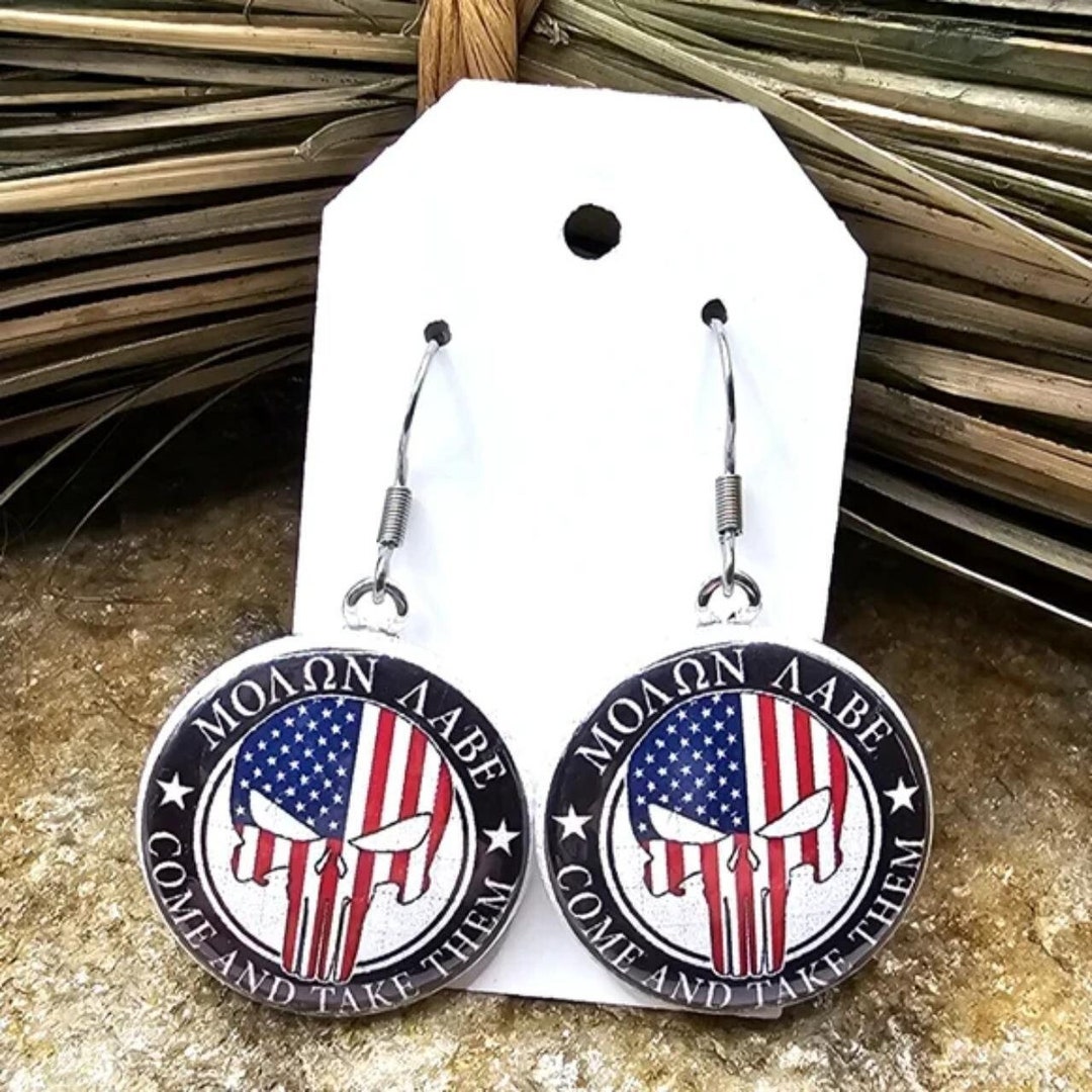Molon Labe Earrings Come & Take Them Punisher 2nd Amendment American ...