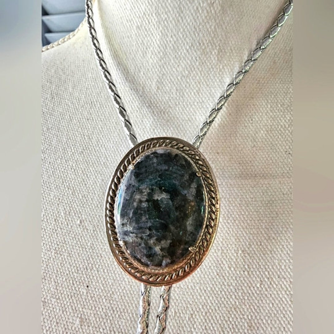 Western Stone Concho Bolo Lariat Tie Men's Accessories Metal Silver ...