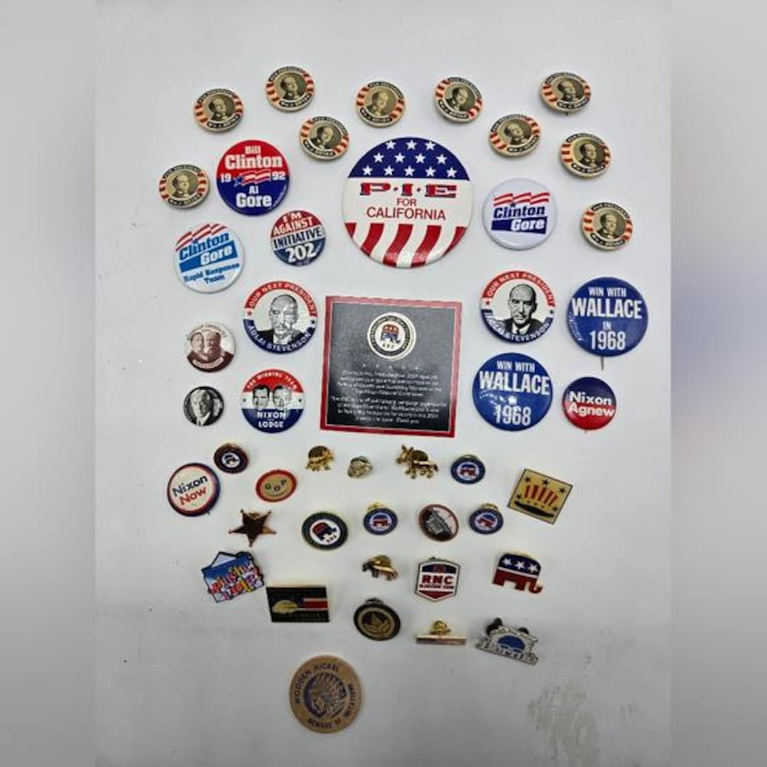 Lot of 46 Various Political Lapel Pins Buttons Campaign Souvenir ...