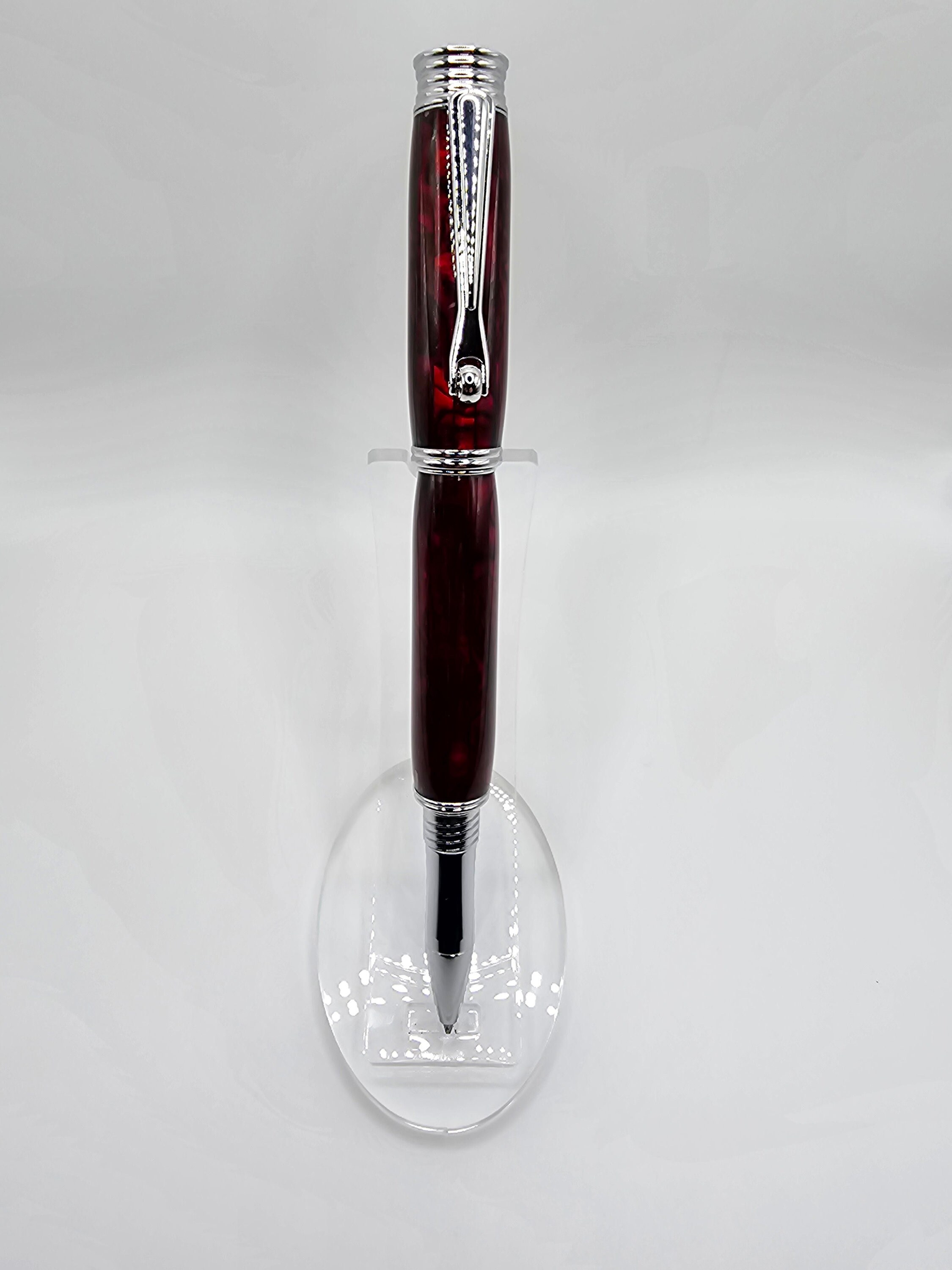 Jr. Morgan Rollerball Pen Chrome Shown in Ruby Red Paua - Etsy