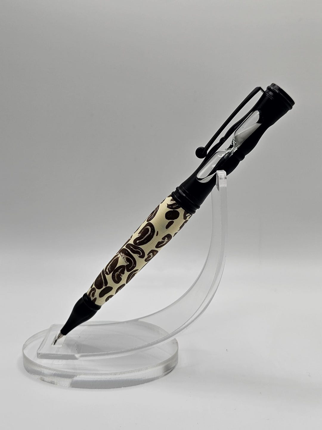 Hourglass Ballpoint Pen, Coffee and Cream Shown in Black Chrome - Etsy