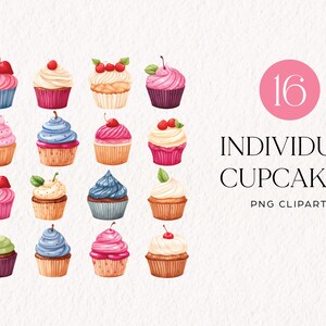 Cupcake Clipart Commercial Use Watercolor Cupcake Clipart Cupcake ...