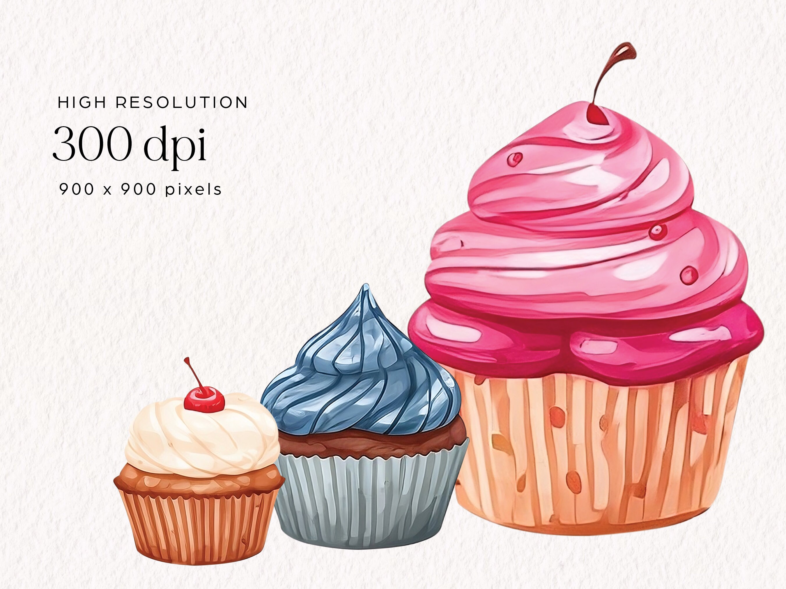 Cupcake Clipart - Commercial Use - Watercolor Cupcake Clipart - Cupcake ...