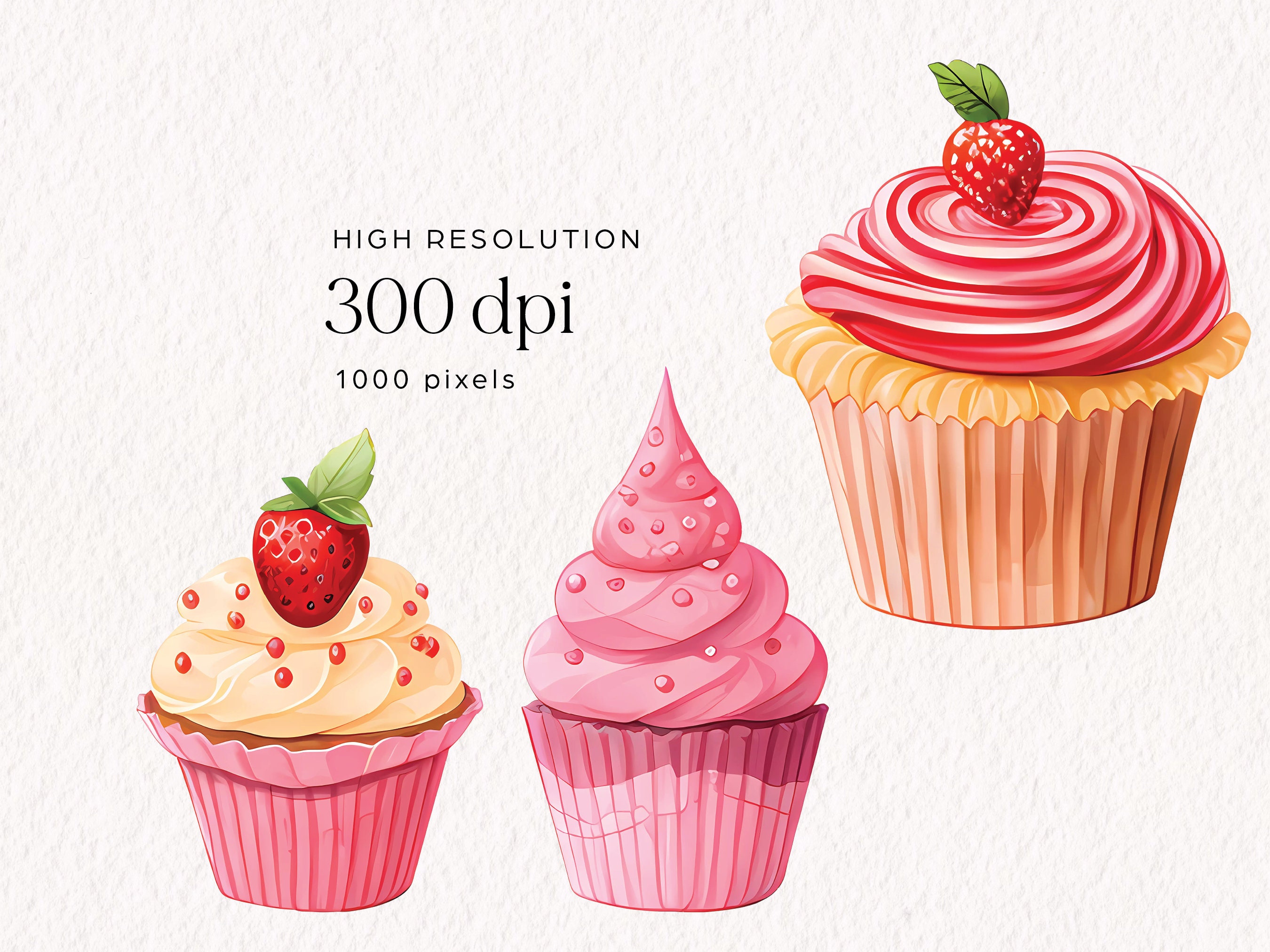 12 Cupcake Clipart - Commercial Use - Watercolor Cupcake Clipart ...