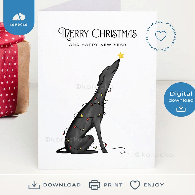 Greyhound Christmas Cards - Etsy