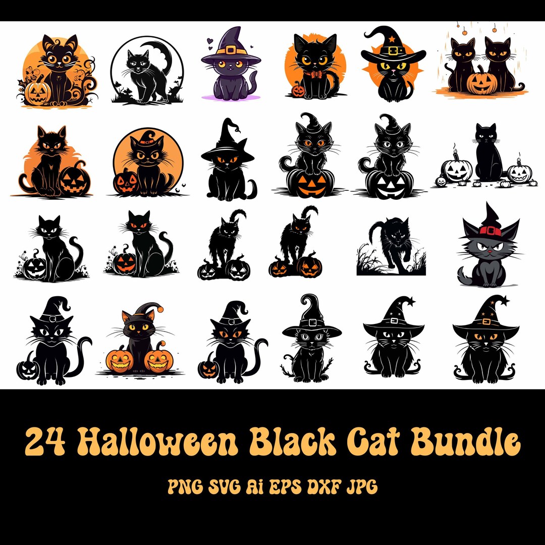 Halloween Cat SVG Halloween Bundle Black Cat Halloween Svg Files Cat ...