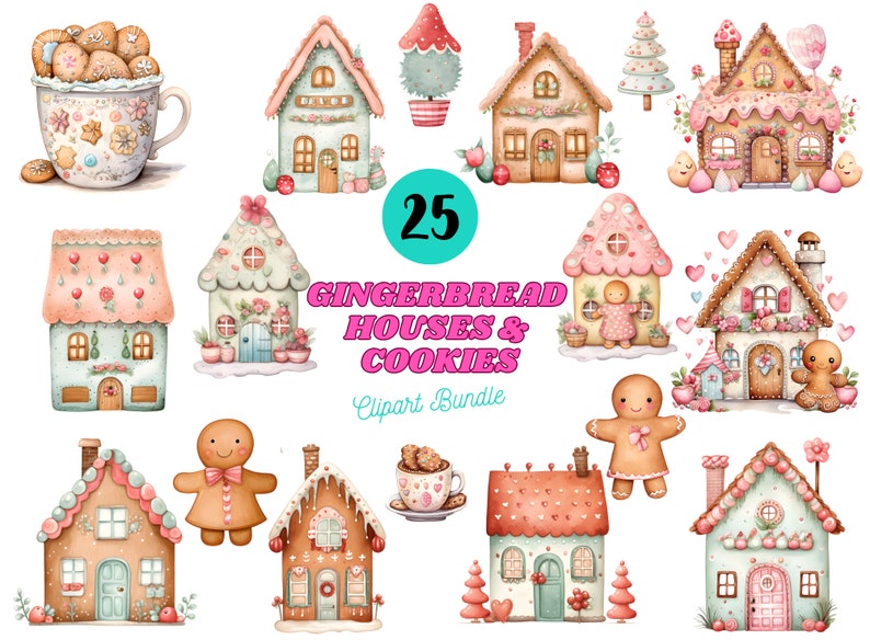 Gingerbread House Clipart PNG Pastel Gingerbread Clipart Christmas ...