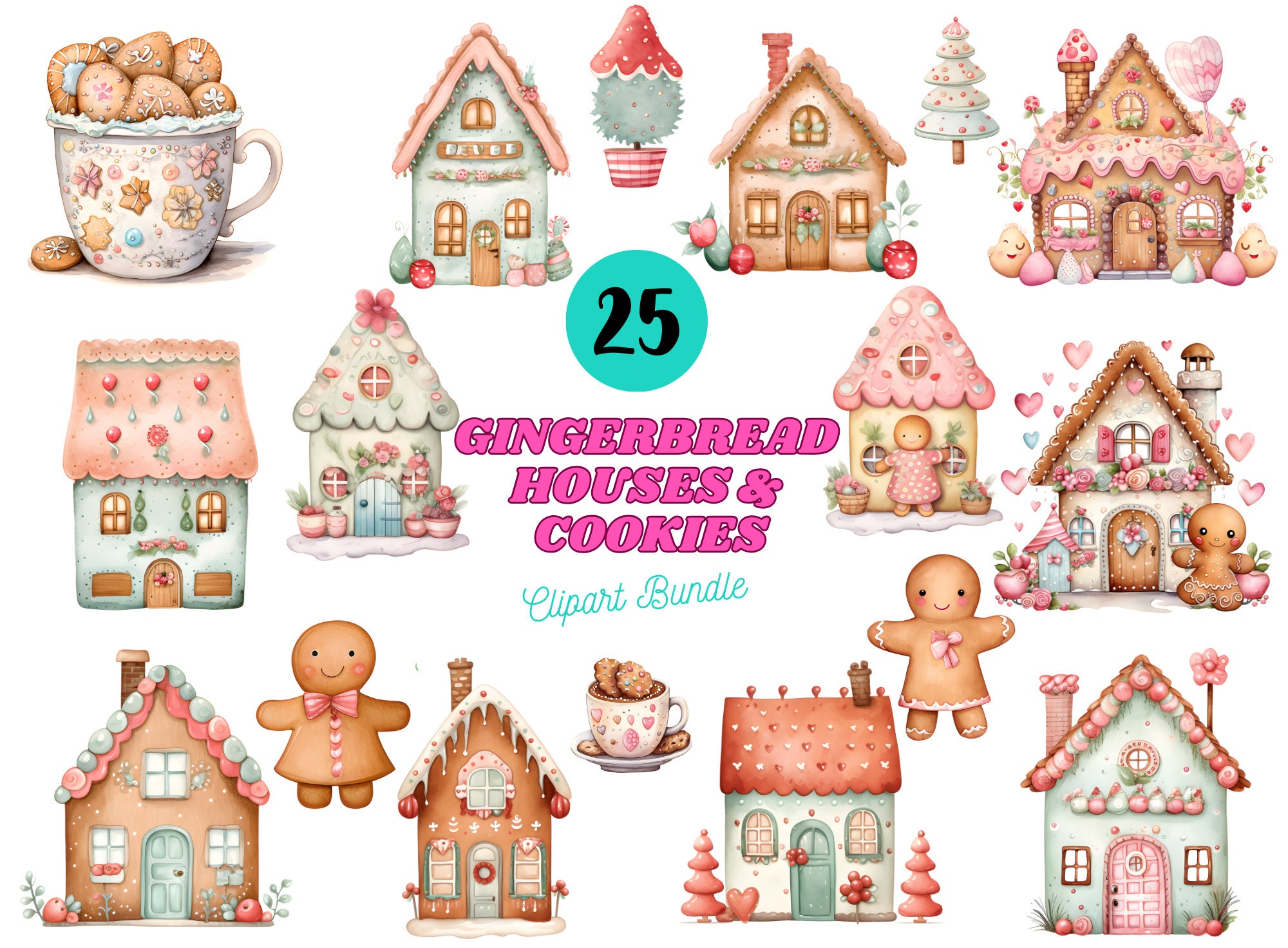 Gingerbread House Clipart PNG Pastel Gingerbread Clipart Christmas ...
