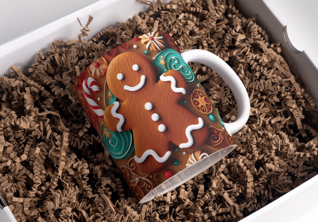 Gingerbread Christmas Mug Wrap Hot Cocoa Gingerbread Man Mug Christmas ...