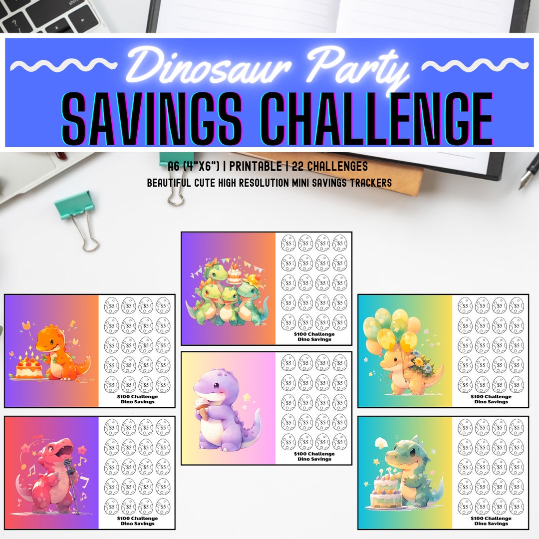Money Saving Challenge | Mini Dinosaur Savings Challenge | Set of 22 ...