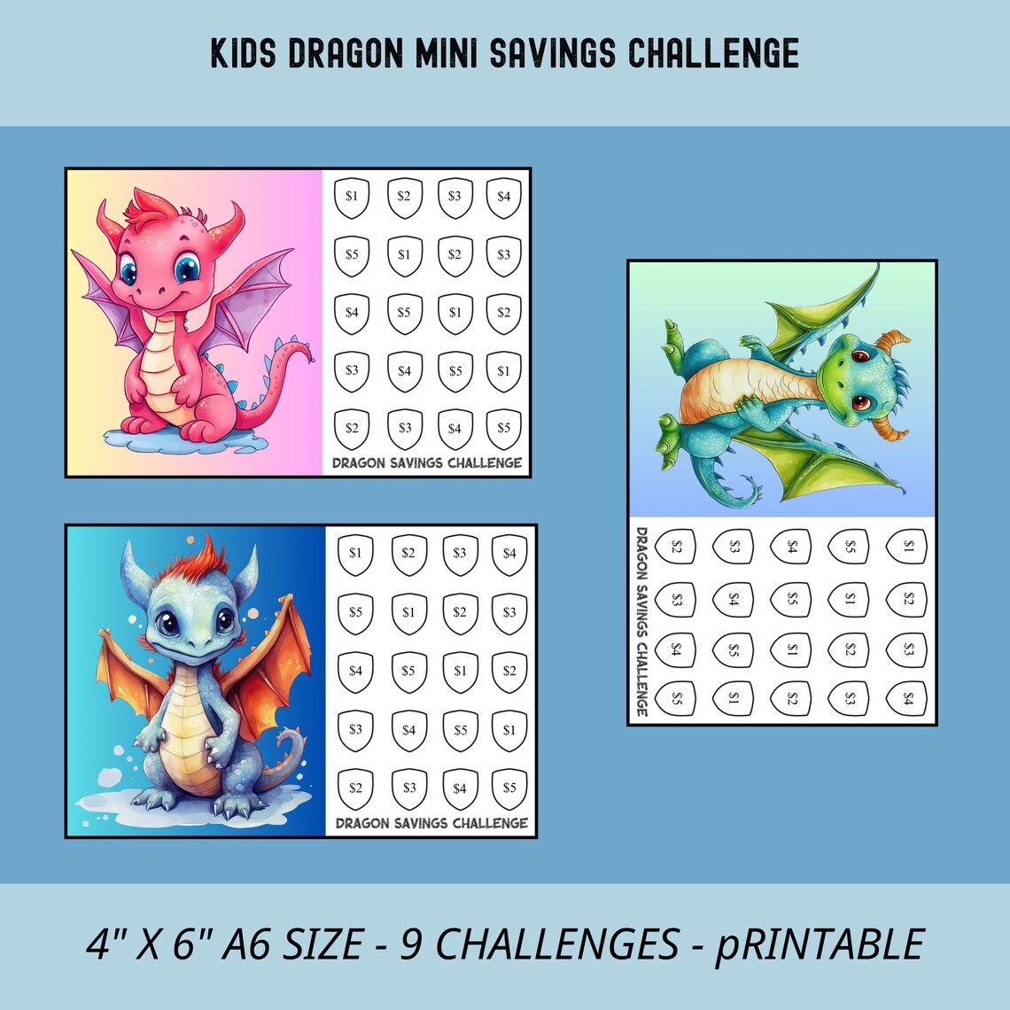 Dragon Savings Challenge for Kids Dragon Savings Challenge Printable ...