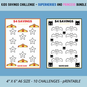 Superhero Savings Challenge for Kids Savings Challenge Princess Savings ...