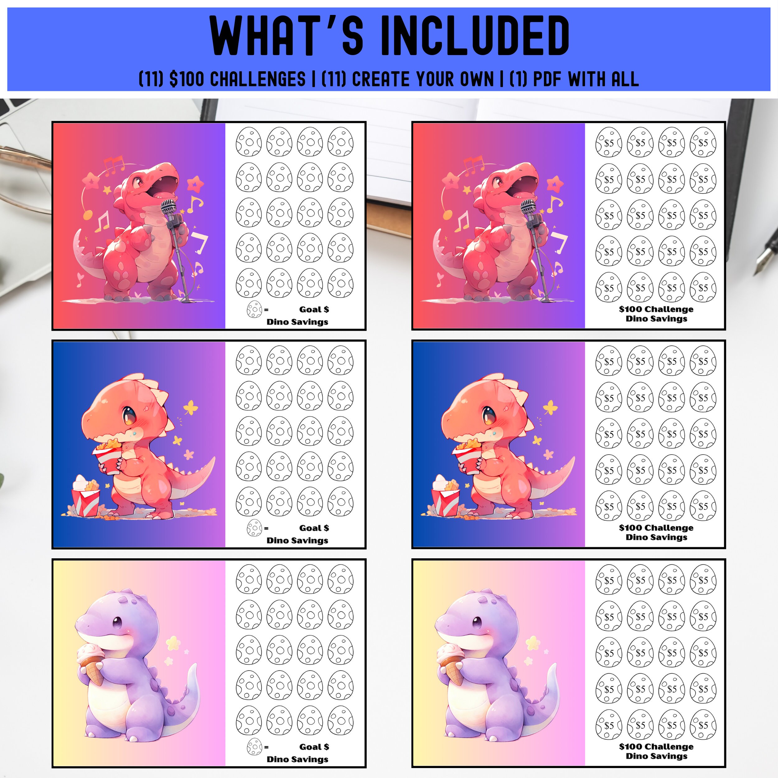 Money Saving Challenge Mini Dinosaur Savings Challenge Set of 22 Kids ...