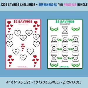 Superhero Savings Challenge for Kids Savings Challenge Princess Savings ...