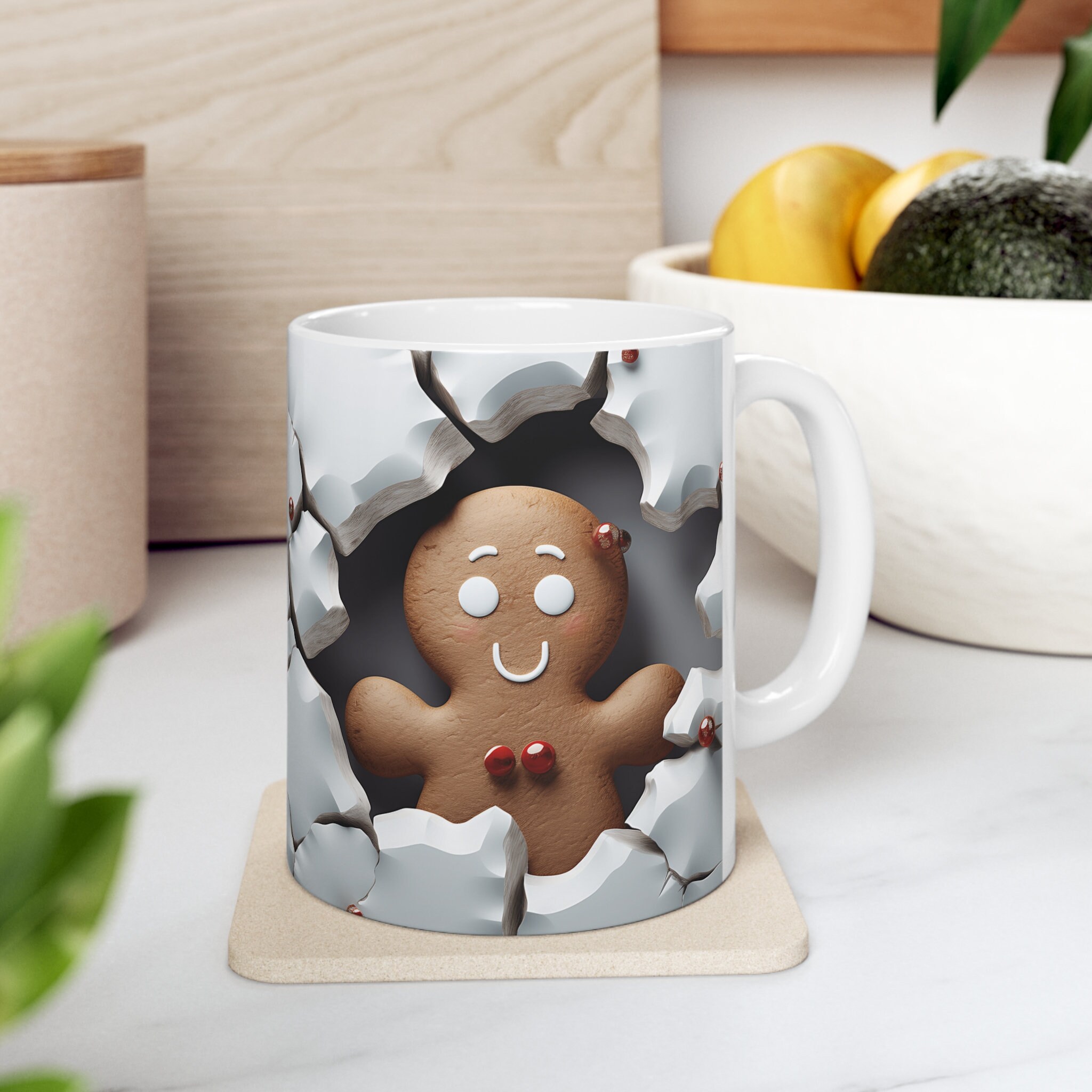 3D Gingerbread Man Mug Wrap: Christmas Sublimation PNG Bundle (digital ...