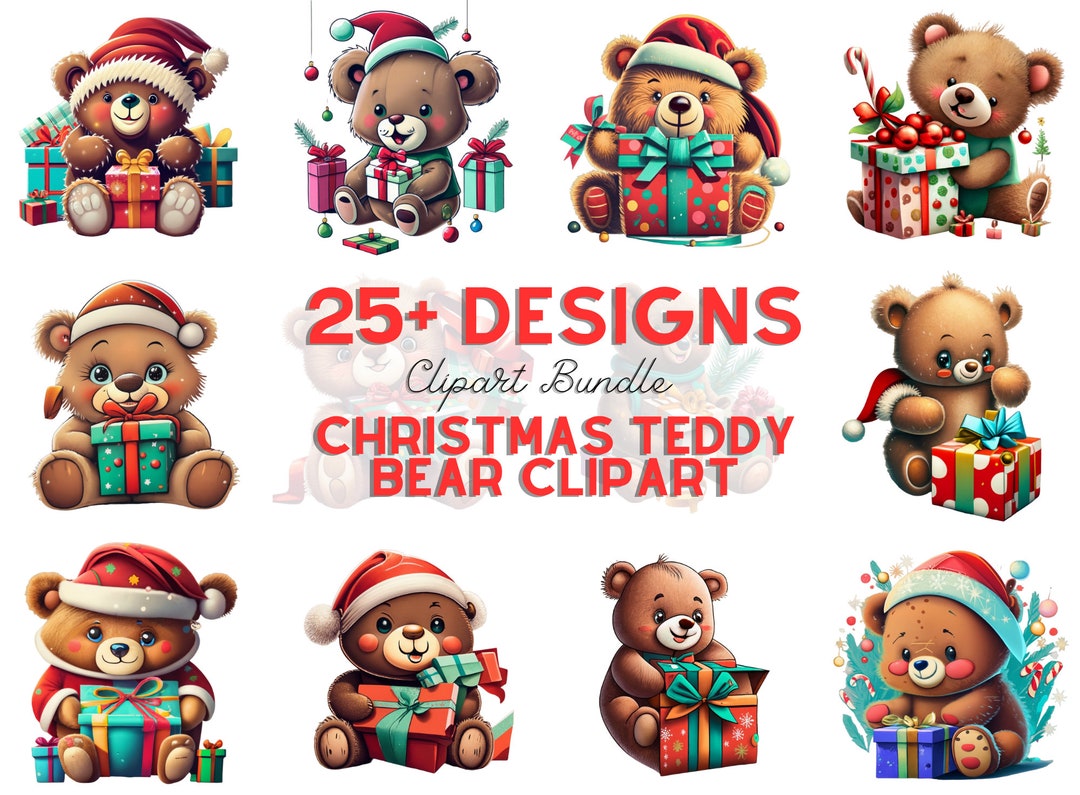 Christmas Teddy Bear Clipart Presents Holiday Teddy Bear Clipart ...