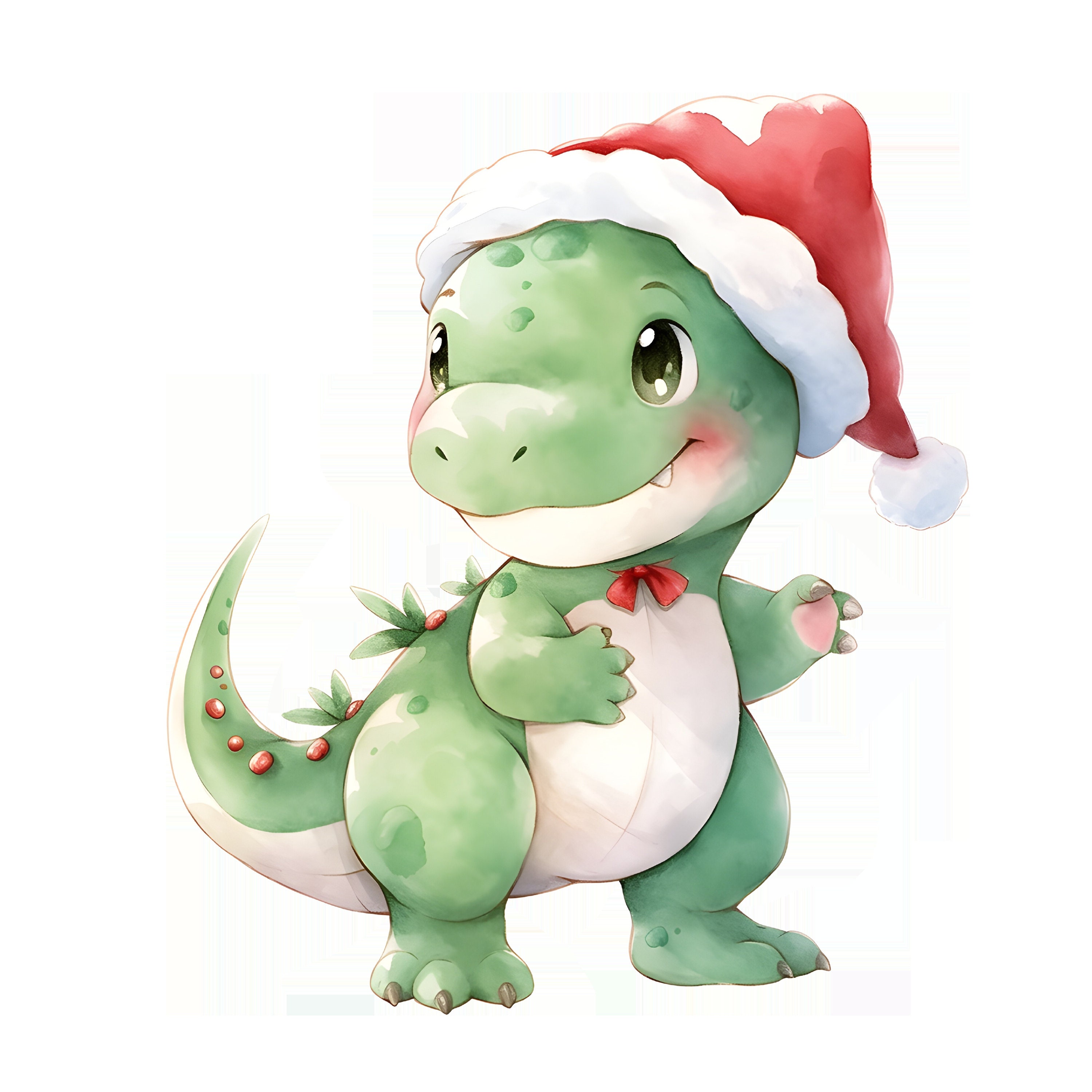 Christmas Dinosaur Clipart Watercolor PNG Dino Christmas Clipart ...