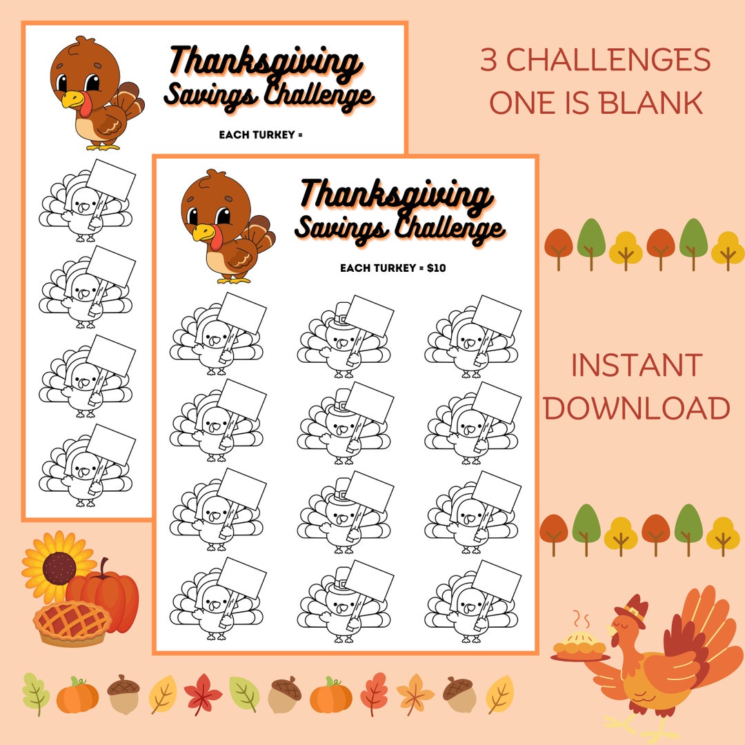 Thanksgiving Savings Challenge Bundle: Fall Budget Tracker (digital ...