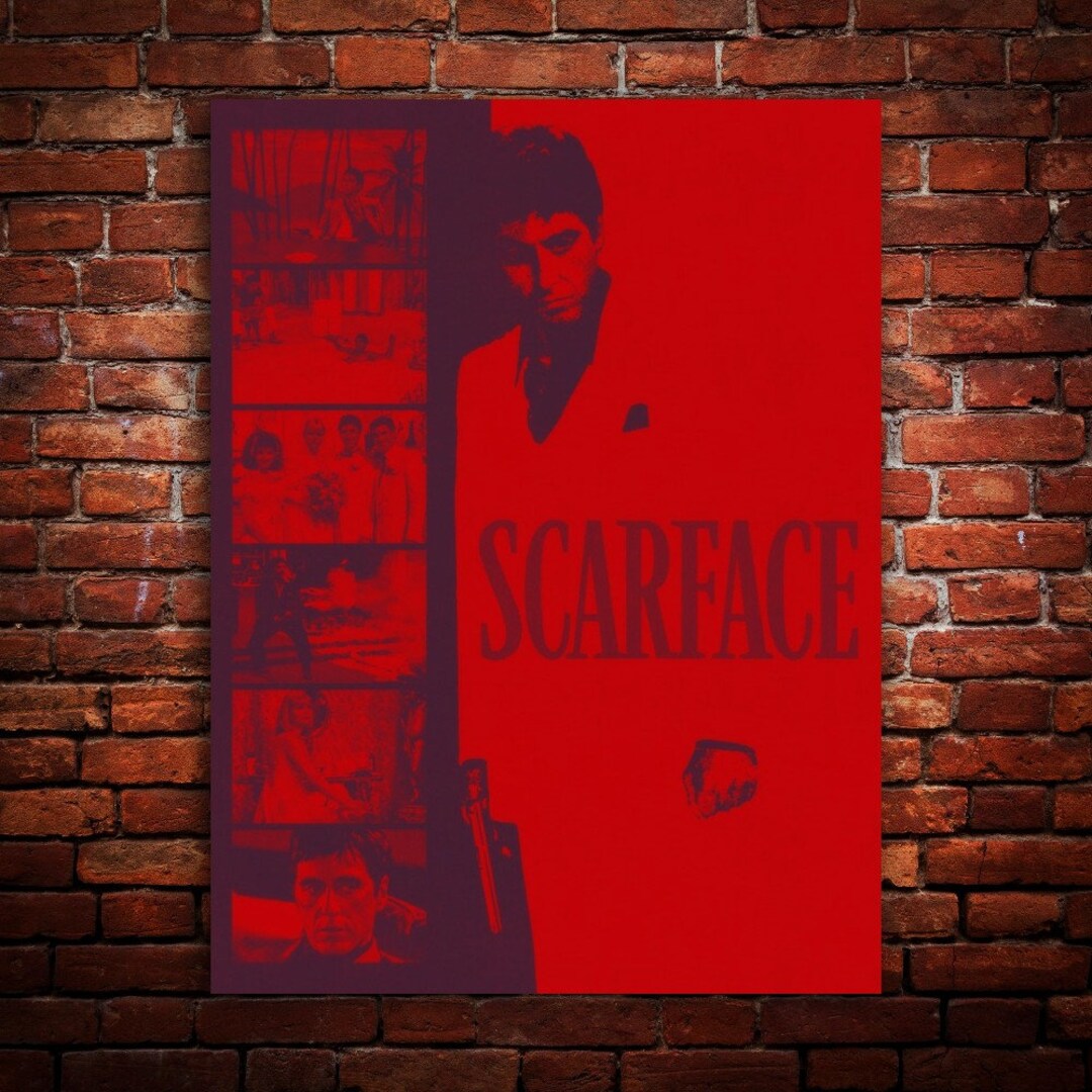 Scarface 1983 -red Blue Silk Screen Print, Classic Gangster Movie ...