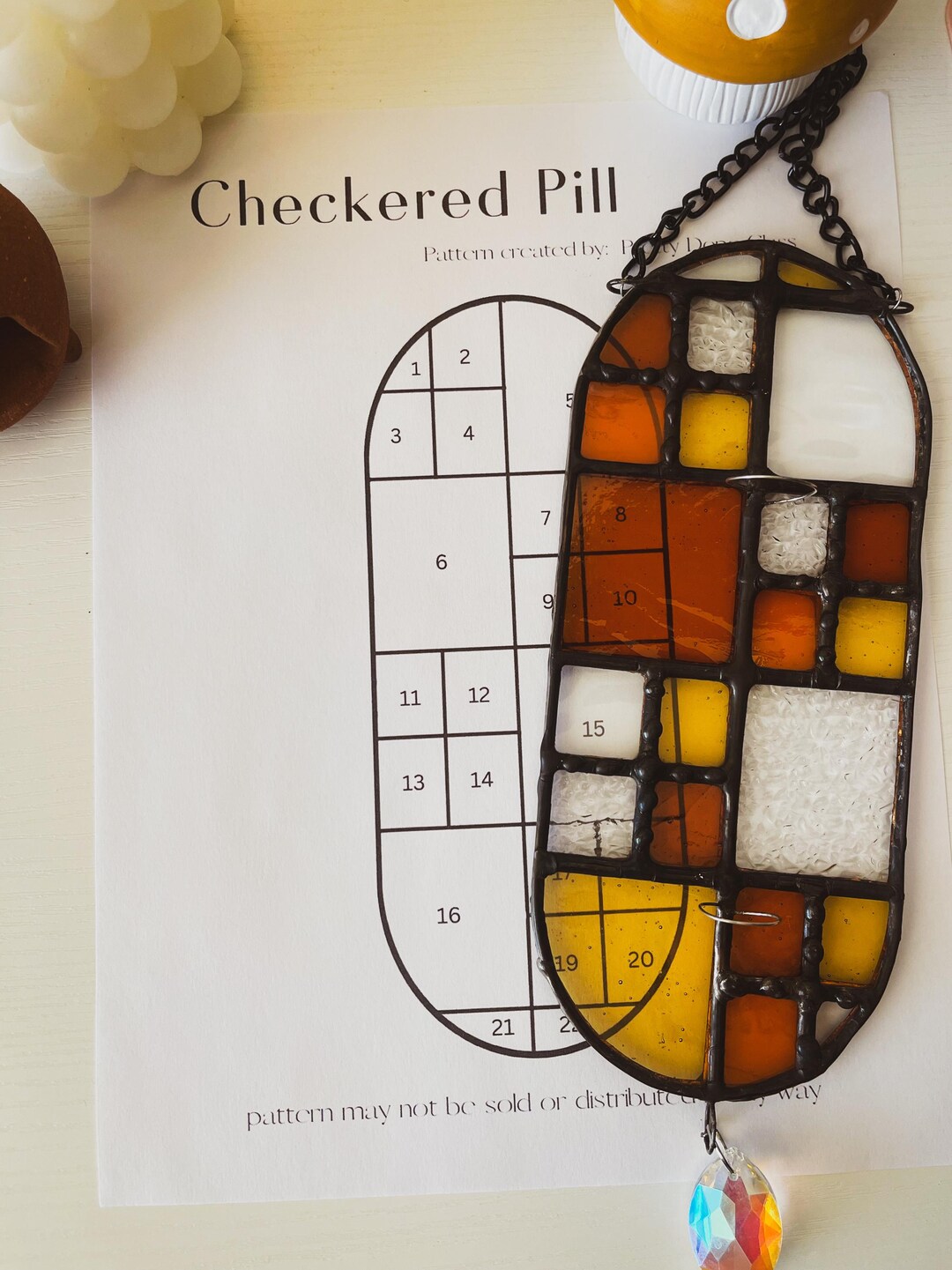 Checkered Pill Stained Glass Pattern Digital Download - Etsy
