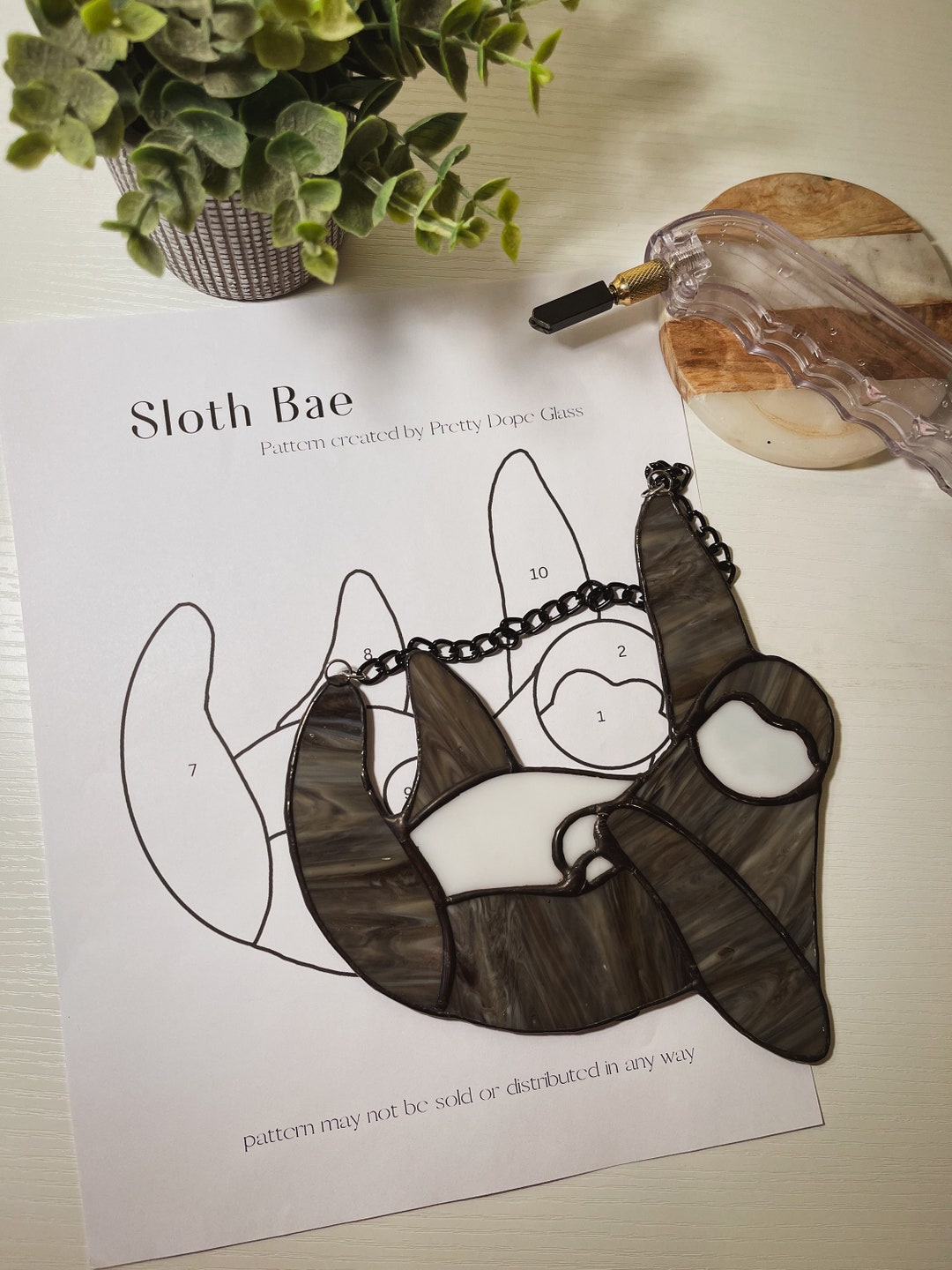 Sloth Babe Stained Glass Pattern Beginner Friendly, Stained Glass ...