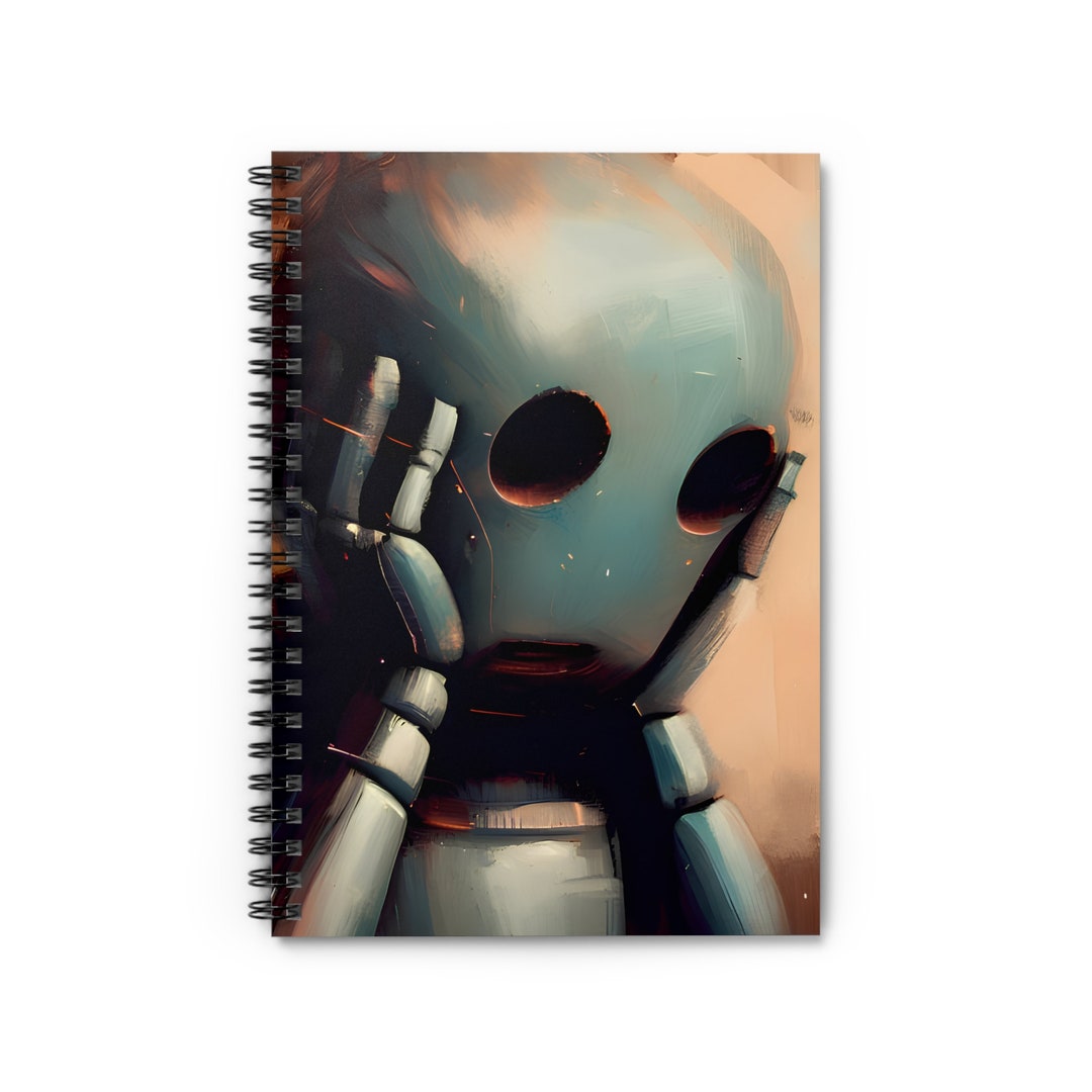Overwhelmed Robot Spiral Notebook - Ruled Line - Etsy
