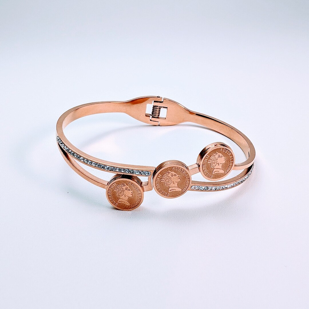 Elegant Rose Gold Diamond Bracelet Rich Style Stainless Steel Bracelet ...