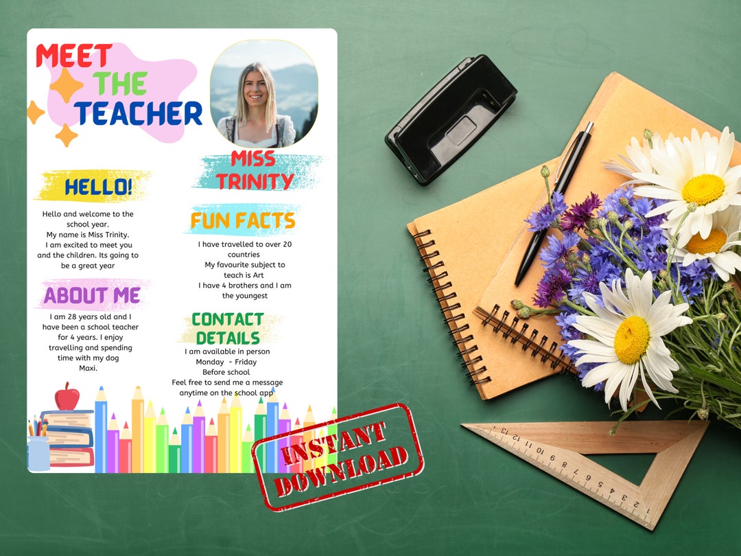 Meet the Teacher Editable Canva Template Teacher - Etsy Australia