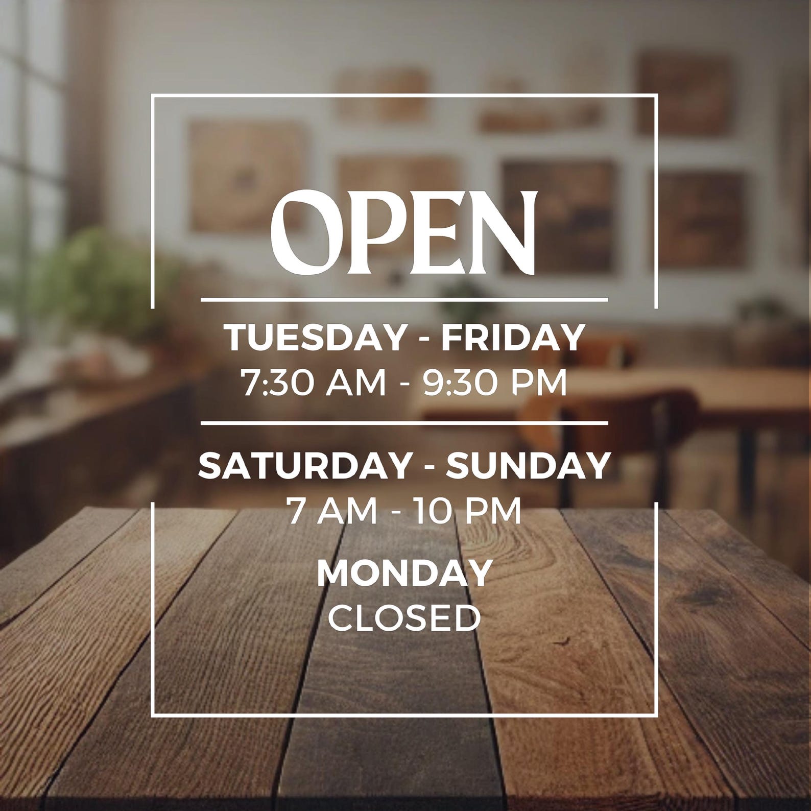 Business Hours Sign - Custom Vinyl Decal for Windows and Doors ...