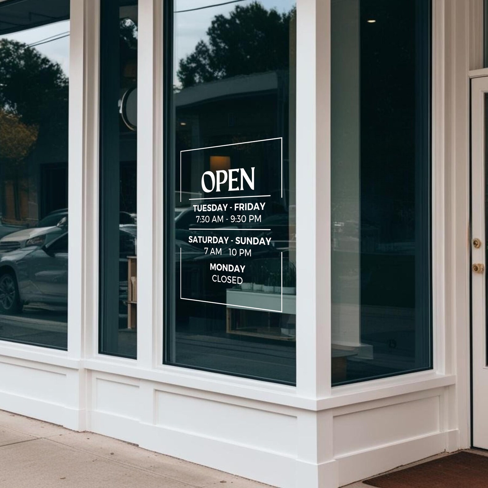 Business Hours Sign - Custom Vinyl Decal for Windows and Doors | Storefront and Office Hours ...