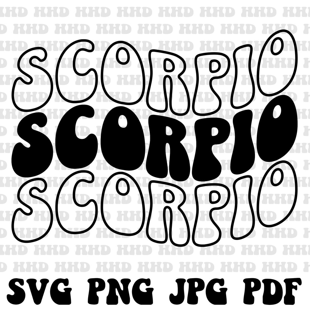 Retro Scorpio Svg, Wavy Scorpio Png, Scorpio Digital Download, Scorpio ...