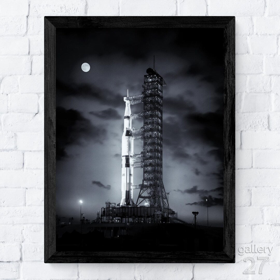 Saturn V Rocket on Launch Pad, Kennedy Space Center, Historic Photo ...