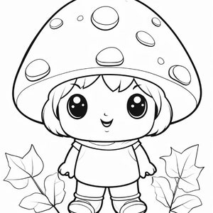 50 Kawaii Cute Mushroom Coloring Pages - Etsy
