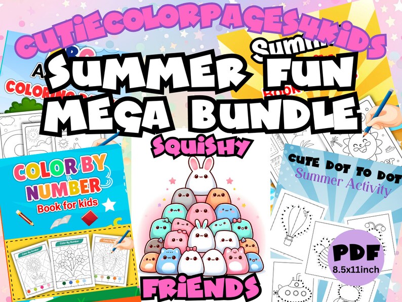 Mega Bundle Summer Fun Activity for Kids Color by Number Dot to Dot ...