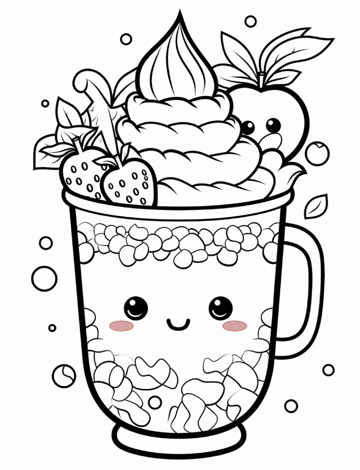 50 Kawaii Cute Foods Coloring Pages - Etsy