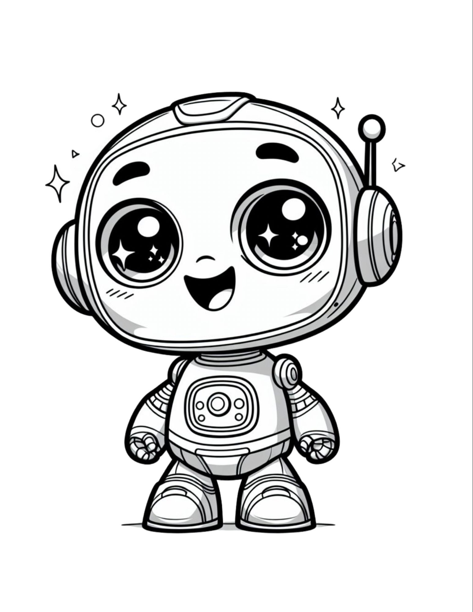 Super Simple Super Cute Robot Coloring Pages - Etsy