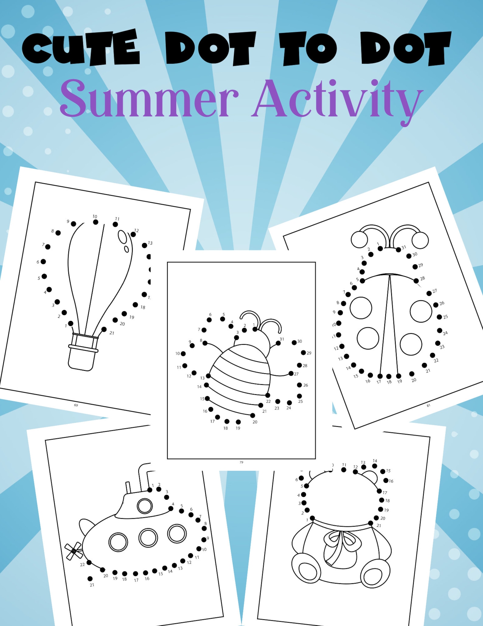 Mega Bundle Summer Fun Activity for Kids Color by Number Dot to Dot ...