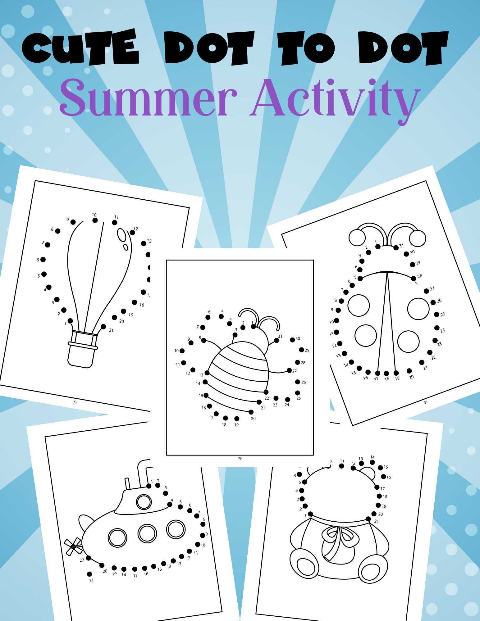 Mega Bundle Summer Fun Activity for Kids Color by Number Dot to Dot ...