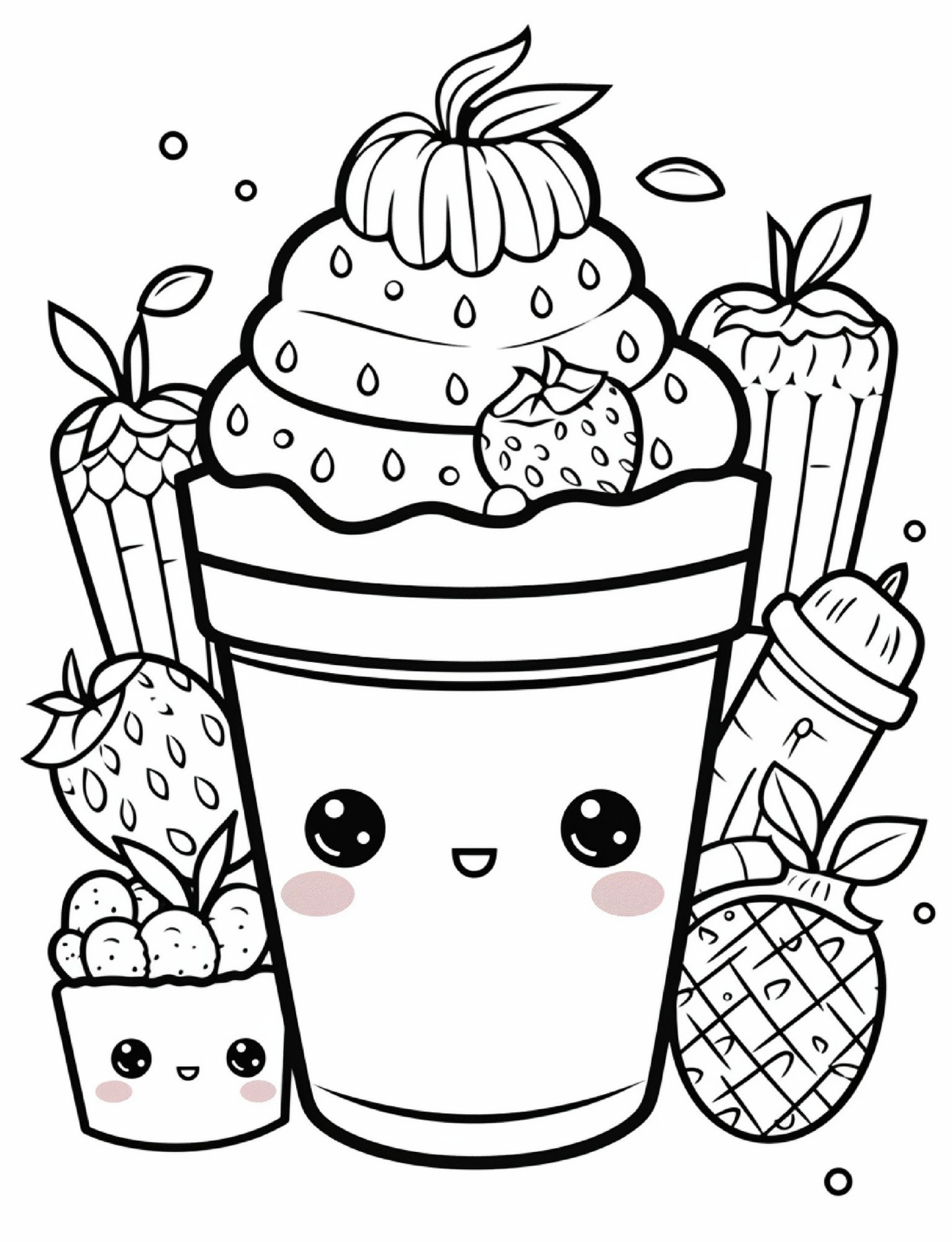 50 Kawaii Cute Foods Coloring Pages - Etsy