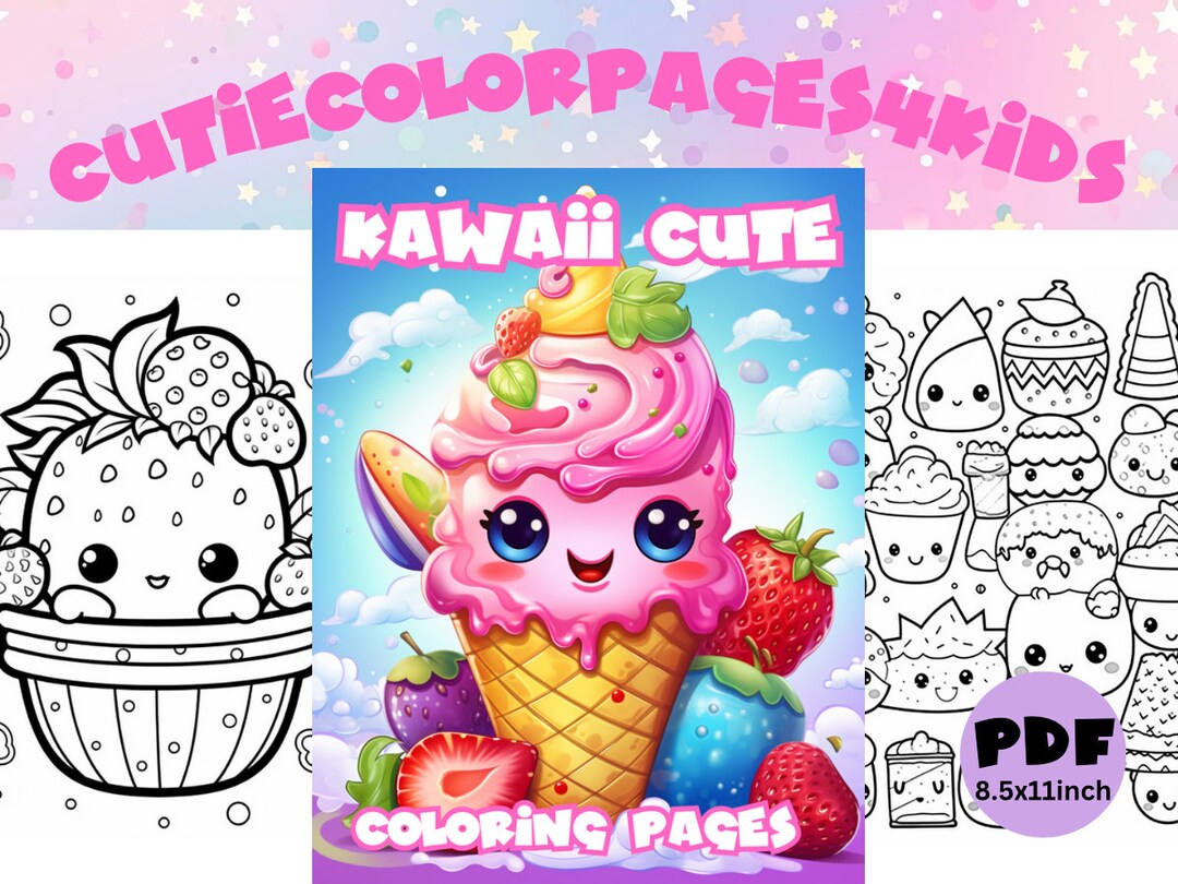 Kawaii Cute Coloring Book - Etsy