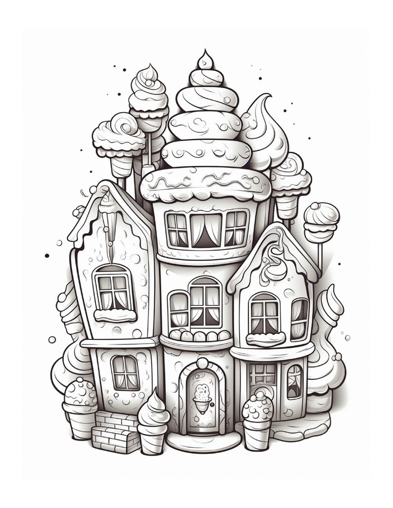 Sweet House Candy House Coloring Pages Instant Download Coloring Pages ...