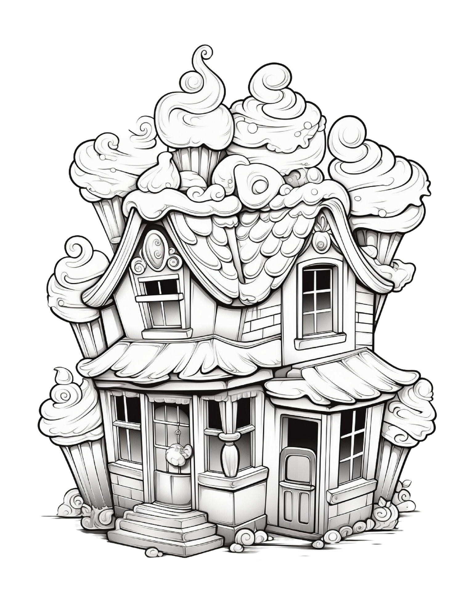 Sweet House Candy House Coloring Pages Instant Download Coloring Pages ...