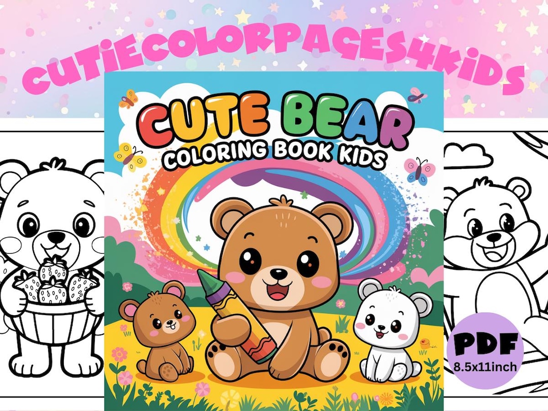 Cute Teddy Bear Coloring Pages - Etsy