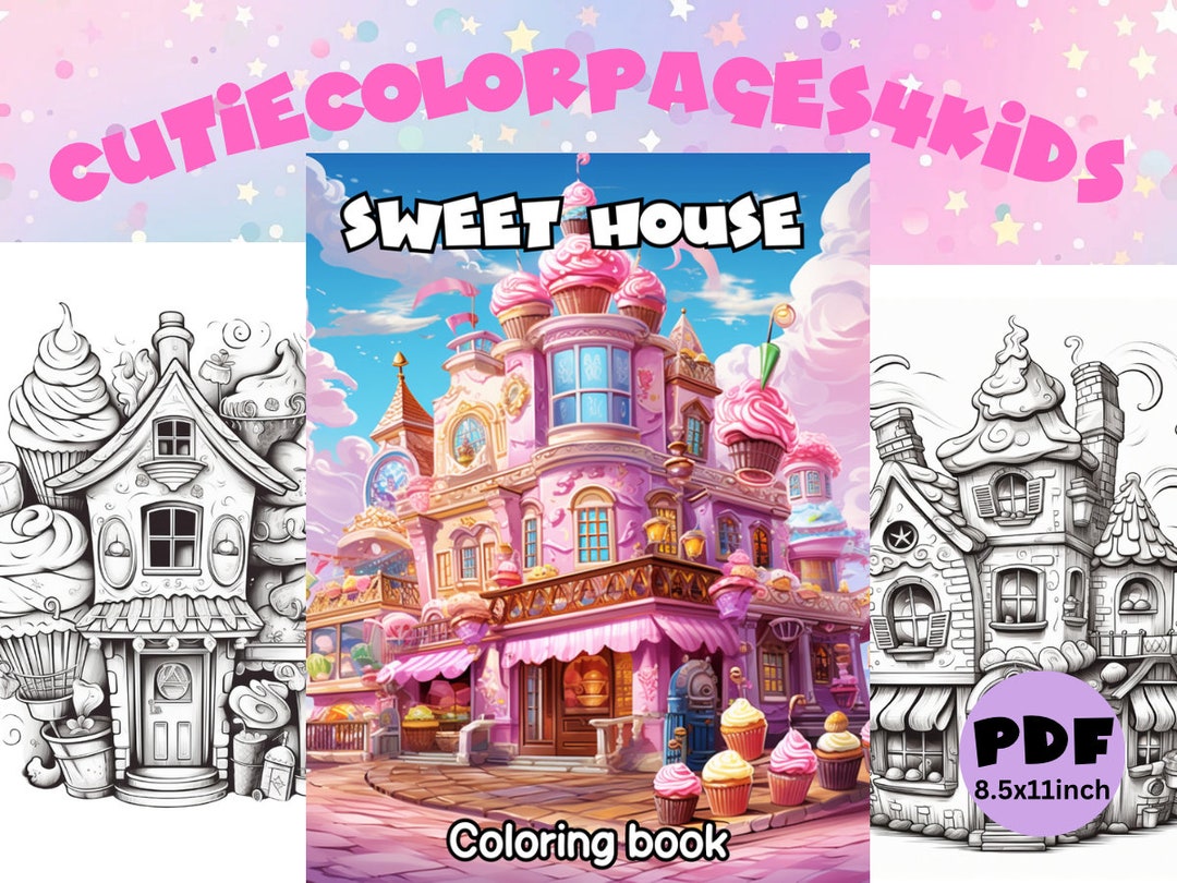 Sweet House Candy House Coloring Pages Instant Download Coloring Pages ...